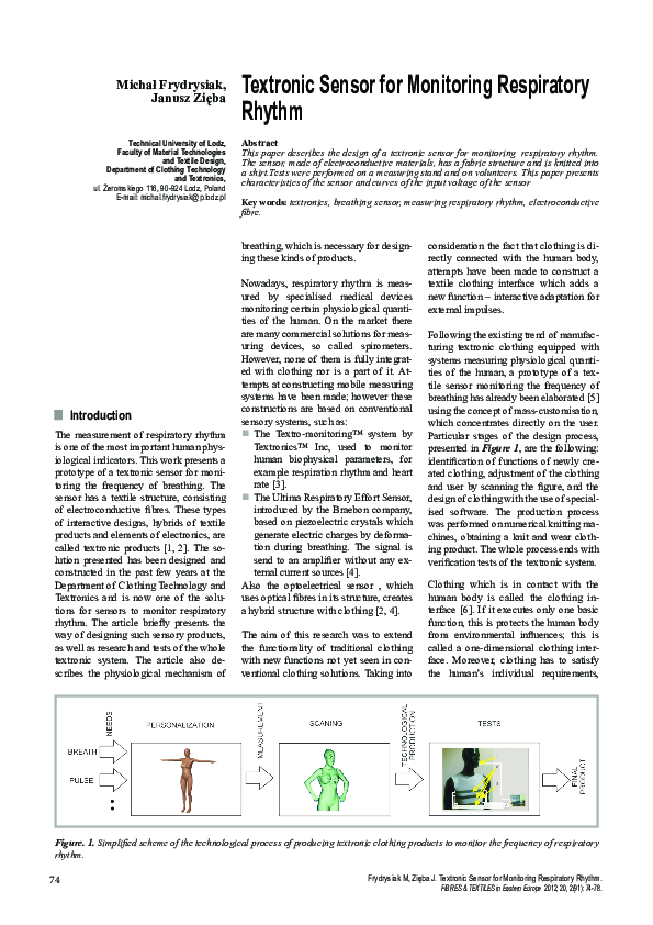 (PDF) Textronic Sensor for Monitoring Respiratory Rhythm
