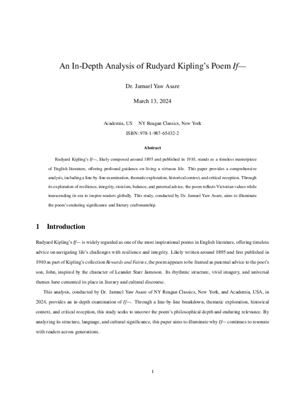 (PDF) An In-Depth Analysis of Rudyard Kipling's Poem If