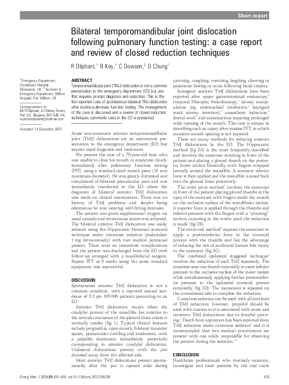 (PDF) Bilateral temporomandibular joint dislocation following pulmonary ...