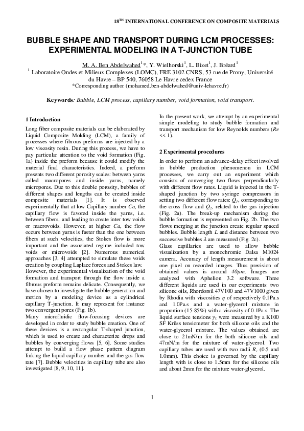 (PDF) Bubble Shape and Transport During LCM Processes: Experimental ...