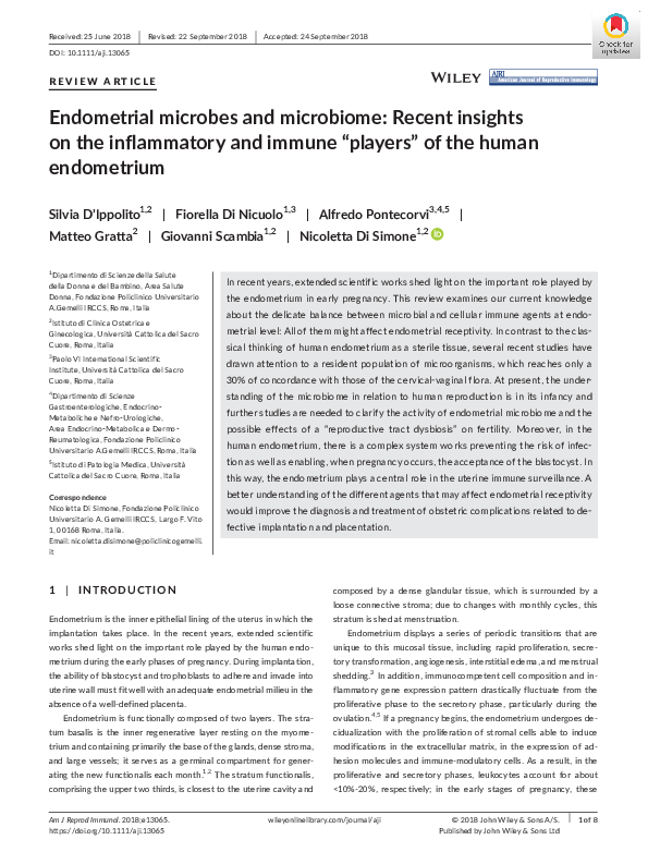 (PDF) Endometrial microbes and microbiome: Recent insights on the ...