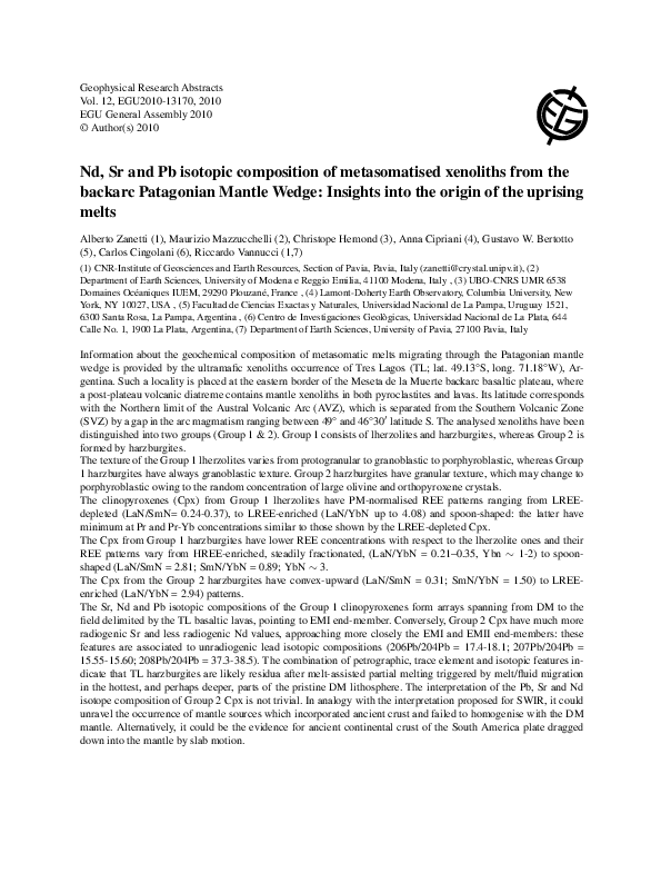 (PDF) Nd, Sr and Pb isotopic composition of metasomatised xenoliths ...