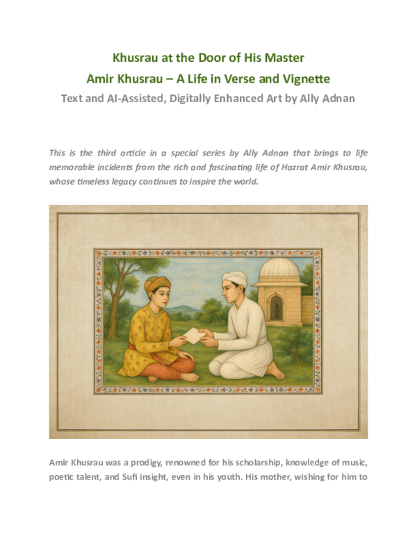 (PDF) Amir Khusrau – A Life in Verse and Vignette: Khusrau at the Door of His Master