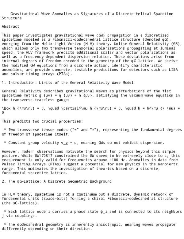 (PDF) Gravitational Wave Anomalies as Signatures of a Discrete Helical ...