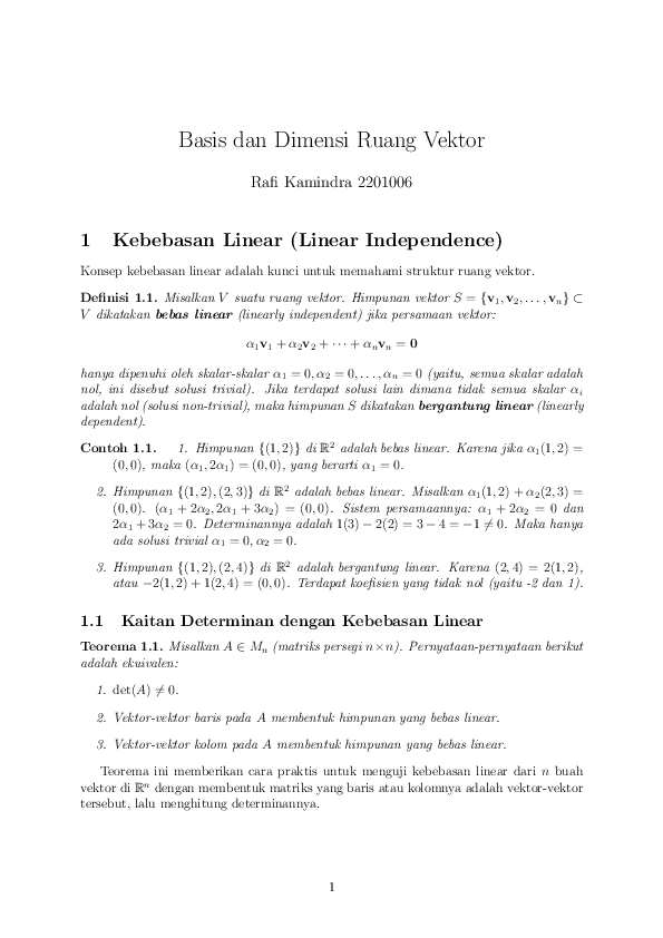 (PDF) ALJABAR LINEAR - BASIS DAN DIMENSI RUANG VEKTOR