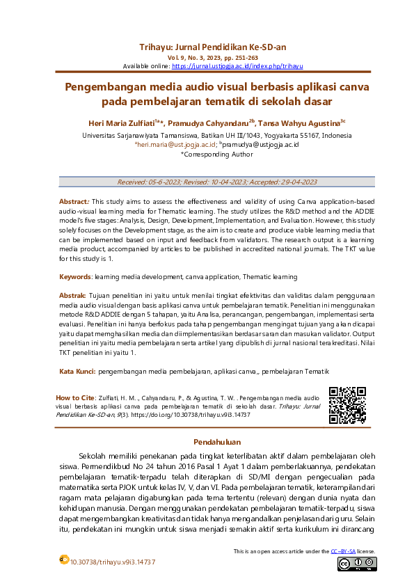 (PDF) Pengembangan media audio visual berbasis aplikasi canva pada pembelajaran tematik di ...