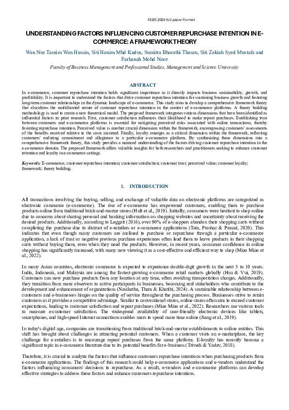 (PDF) UNDERSTANDING FACTORS INFLUENCING CUSTOMER REPURCHASE INTENTION ...