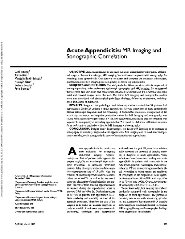 (PDF) Acute appendicitis: MR imaging and sonographic correlation