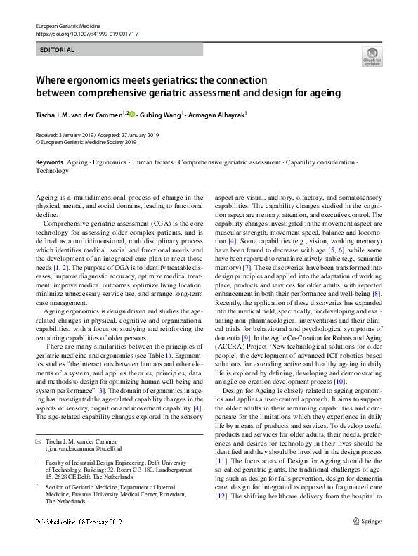 (PDF) Where ergonomics meets geriatrics: the connection between ...