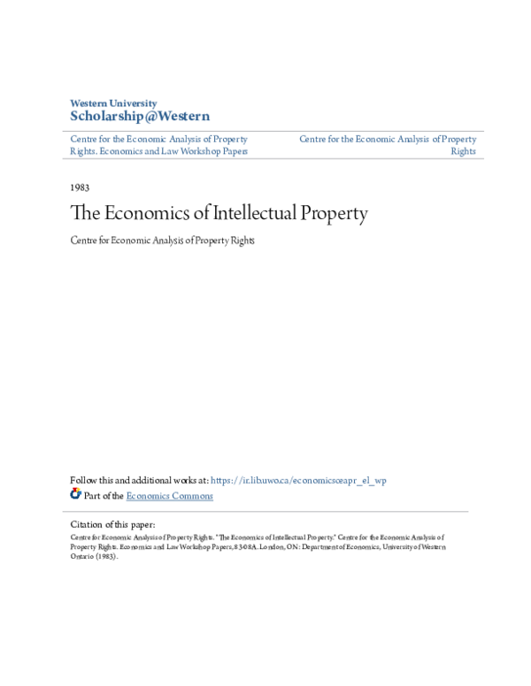 (PDF) The Economics of Intellectual Property
