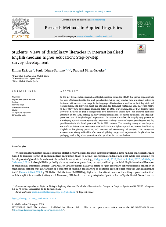 (PDF) Students’ Views of Internationalisation and Disciplinary Language ...