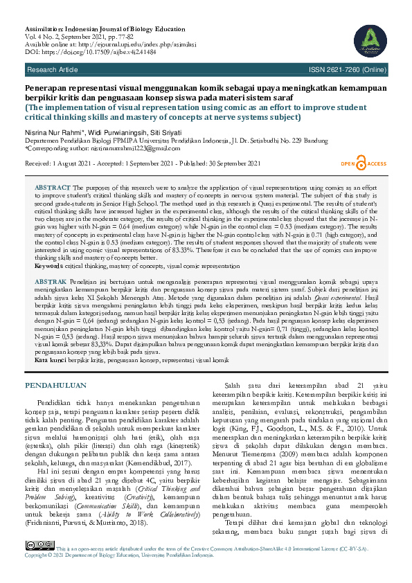 (PDF) Penerapan representasi visual menggunakan komik sebagai upaya meningkatkan kemampuan ...