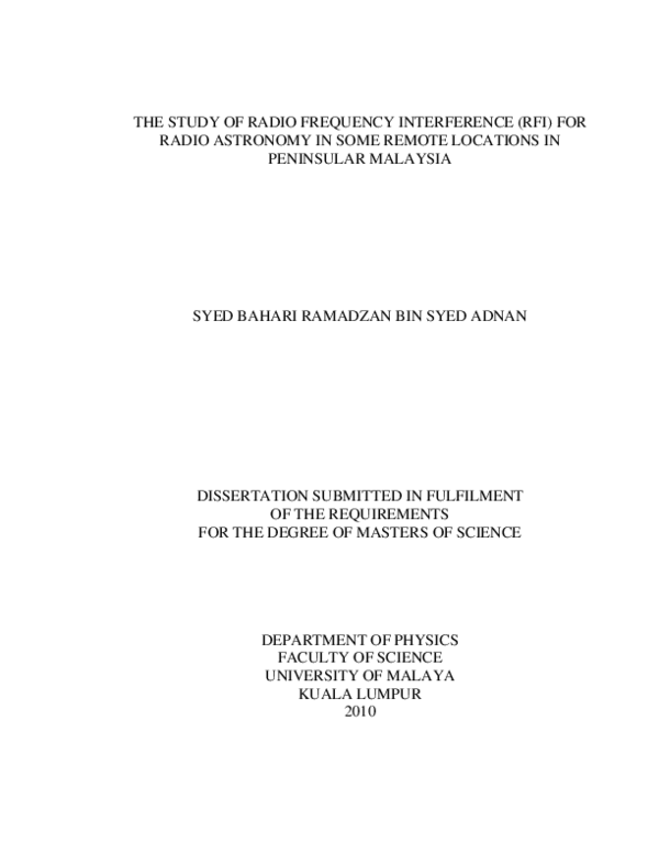 (PDF) The study of radio frequency interference (RFI) for radio ...