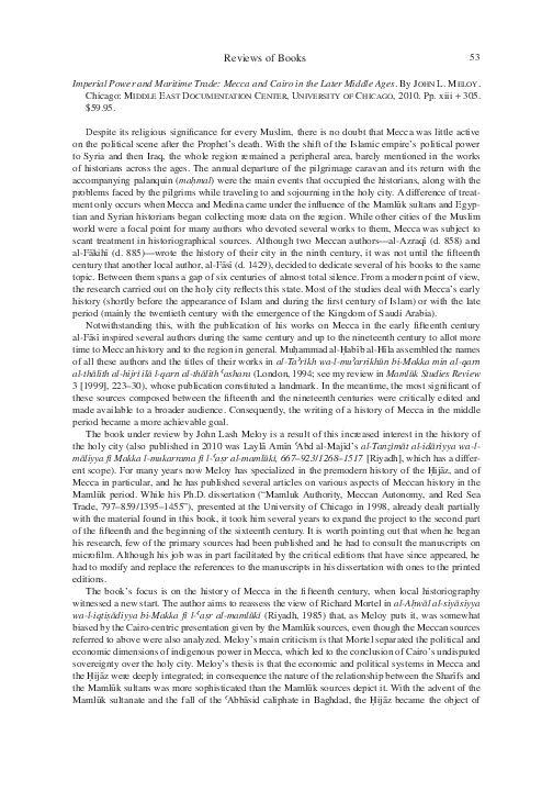 (PDF) Imperial Power and Maritime Trade: Mecca and Cairo in the Later ...