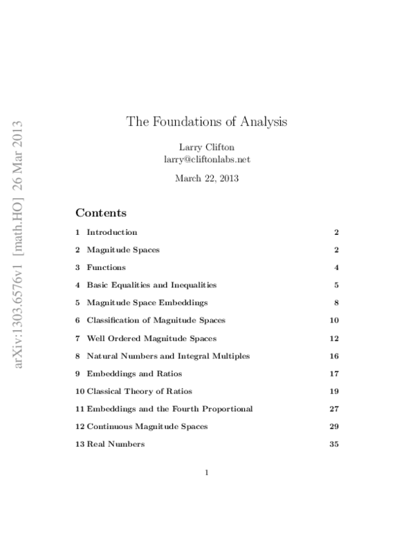 (PDF) The Foundations of Analysis