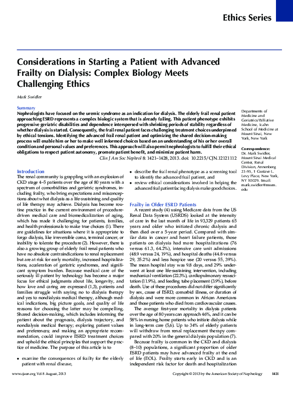 (PDF) Considerations in Starting a Patient with Advanced Frailty on ...