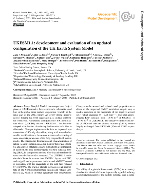 (PDF) UKESM1.1: Development and evaluation of an updated configuration ...