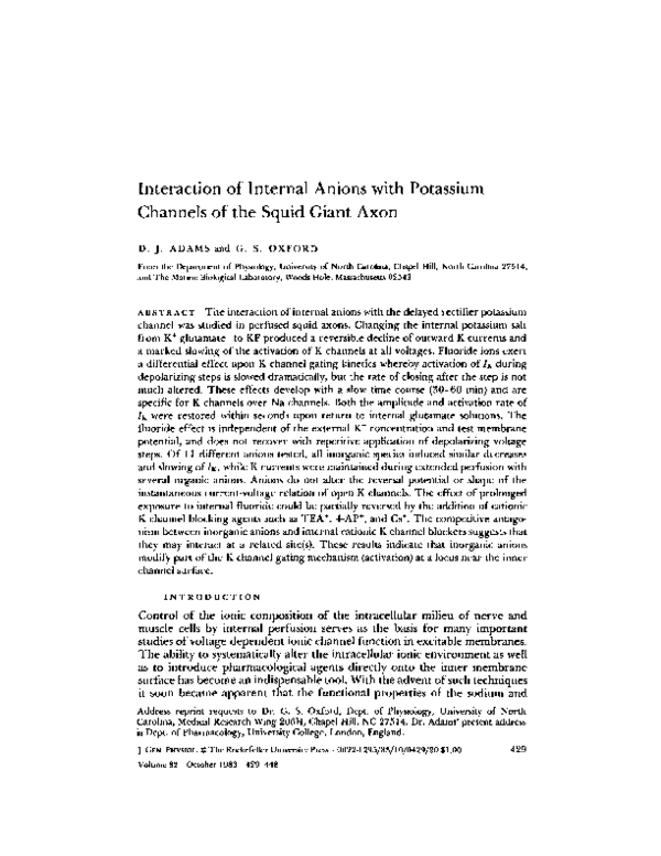 (PDF) Interaction of internal anions with potassium channels of the ...