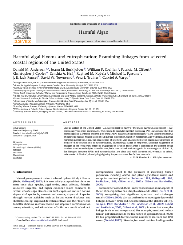 (PDF) Harmful algal blooms and eutrophication: Examining linkages from ...