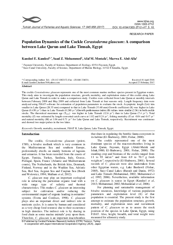(PDF) Population Dynamics of the Cockle Cerastoderma glaucum : A ...