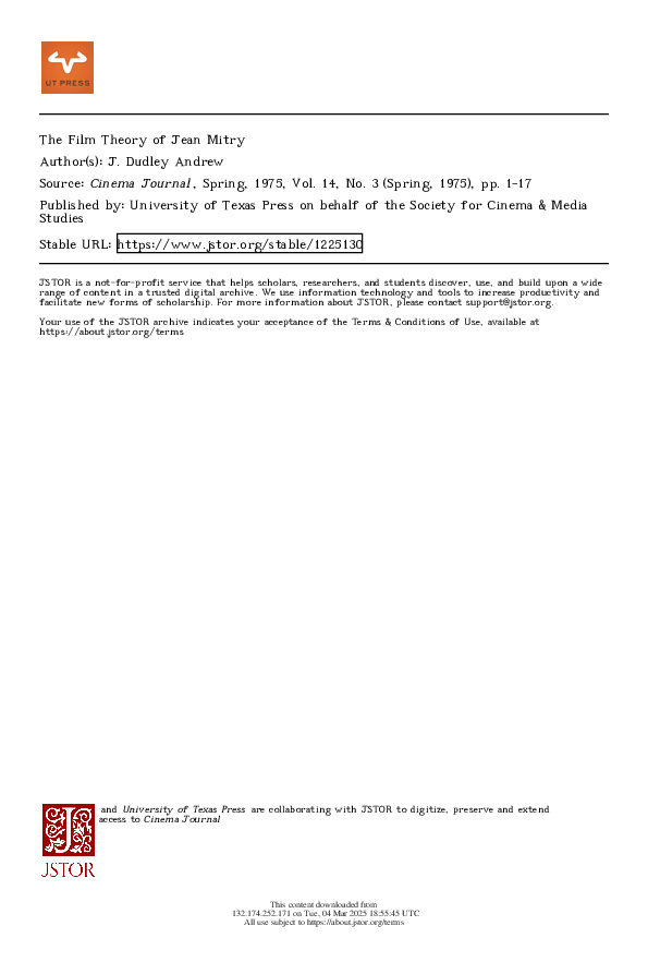 (PDF) The Film Theory of Jean Mitry