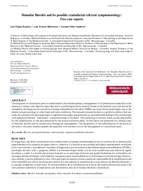 (PDF) Hamular Bursitis and its possible craniofacial referred ...