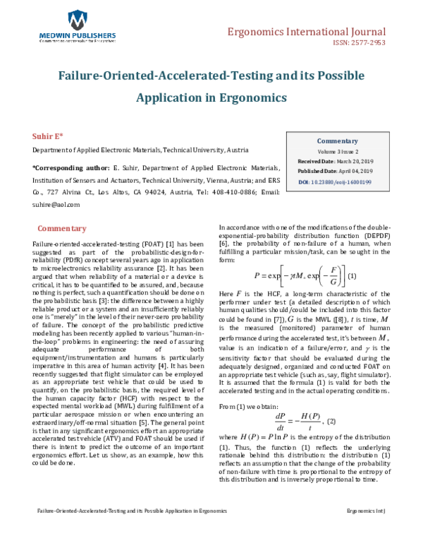 (PDF) Failure-Oriented-Accelerated-Testing and its Possible Application ...
