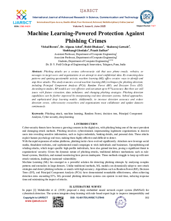 (PDF) Machine Learning-Powered Protection Against Phishing Crimes