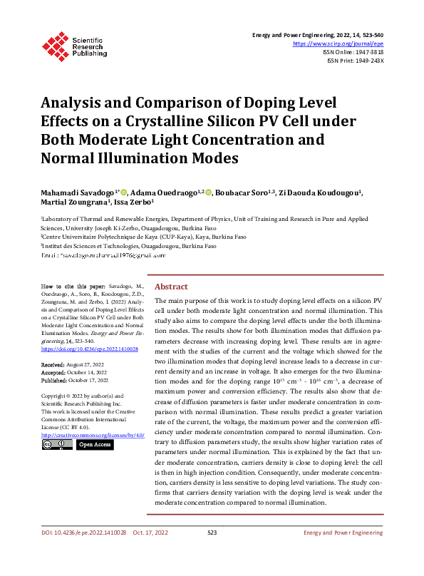 (PDF) Analysis and Comparison of Doping Level Effects on a Crystalline ...