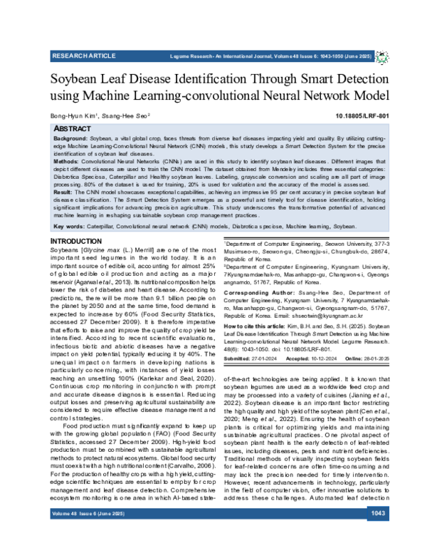 (PDF) Soybean Leaf Disease Identification Through Smart Detection using Machine Learning ...