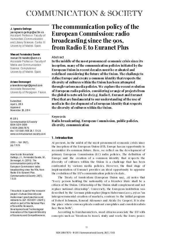 (PDF) The communication policy of the European Commision: radio ...