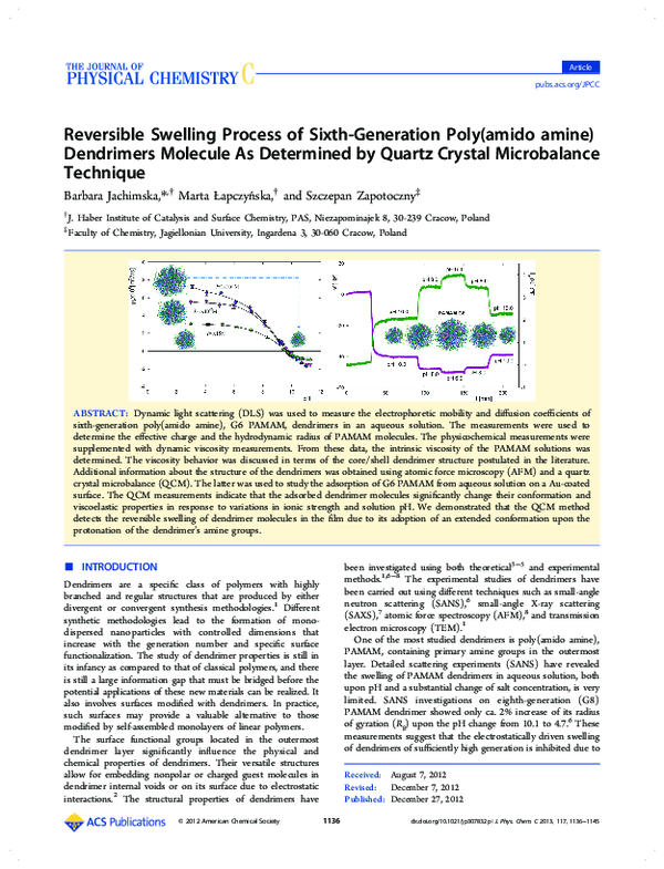 (PDF) Reversible Swelling Process of Sixth-Generation Poly(amido amine ...