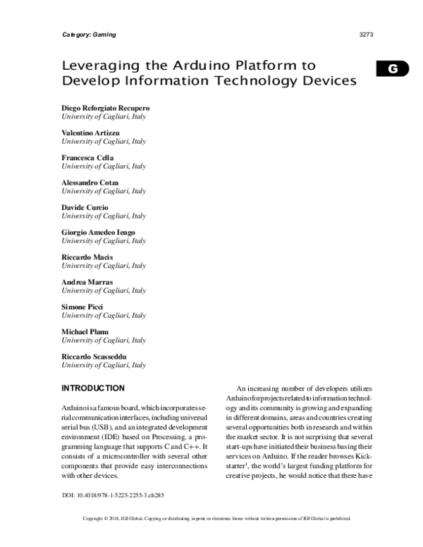 (PDF) Leveraging the Arduino Platform to Develop Information Technology ...