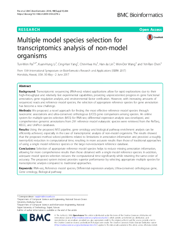 (PDF) Multiple model species selection for transcriptomics analysis of ...