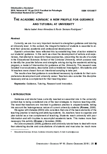 (PDF) The academic advisor: a new profile for guidance and tutorial at ...