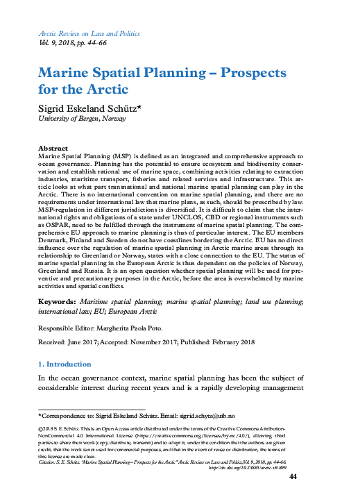 (PDF) Marine Spatial Planning – Prospects for the Arctic