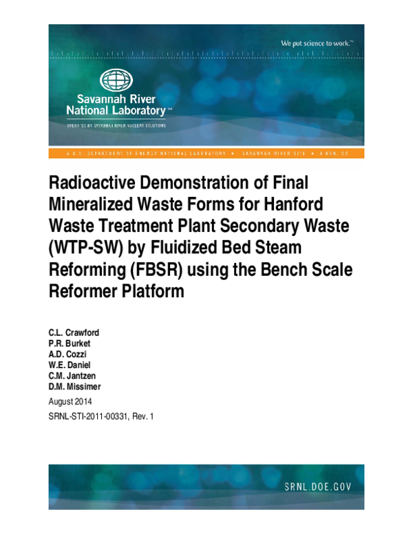 (PDF) Radioactive demonstration of final mineralized waste forms for ...