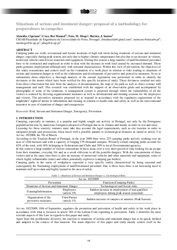 (PDF) Situations of serious and imminent danger: proposal of a ...