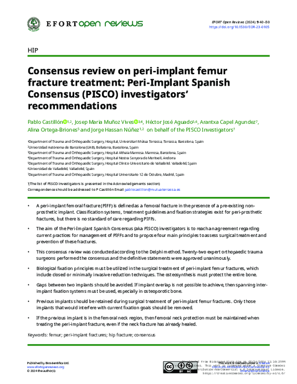 (PDF) Consensus review on peri-implant femur fracture treatment: Peri-Implant Spanish Consensus ...