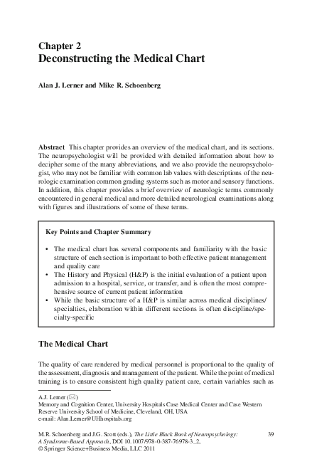(PDF) Deconstructing the Medical Chart