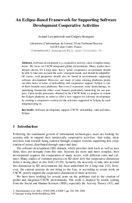 (PDF) An Eclipse-Based Framework for Supporting Software Development ...