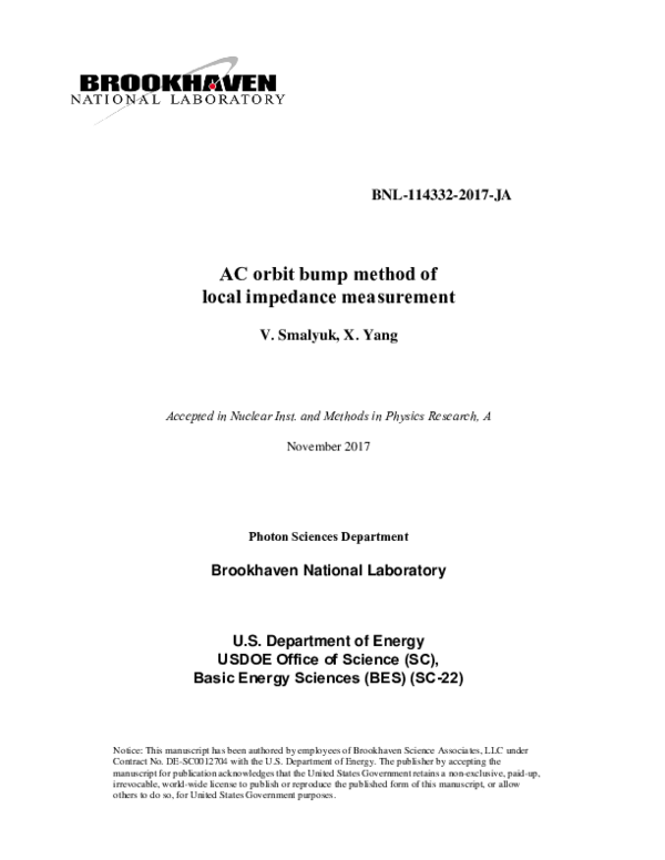 (PDF) AC orbit bump method of local impedance measurement