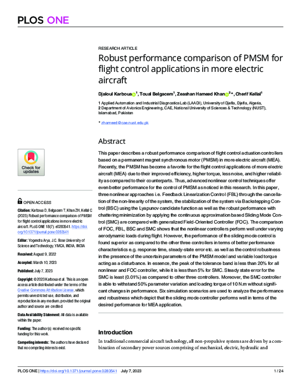 (PDF) Robust performance comparison of PMSM for flight control ...