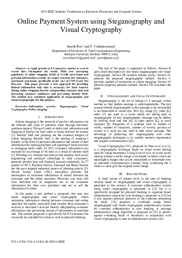 (PDF) Online payment system using steganography and visual cryptography