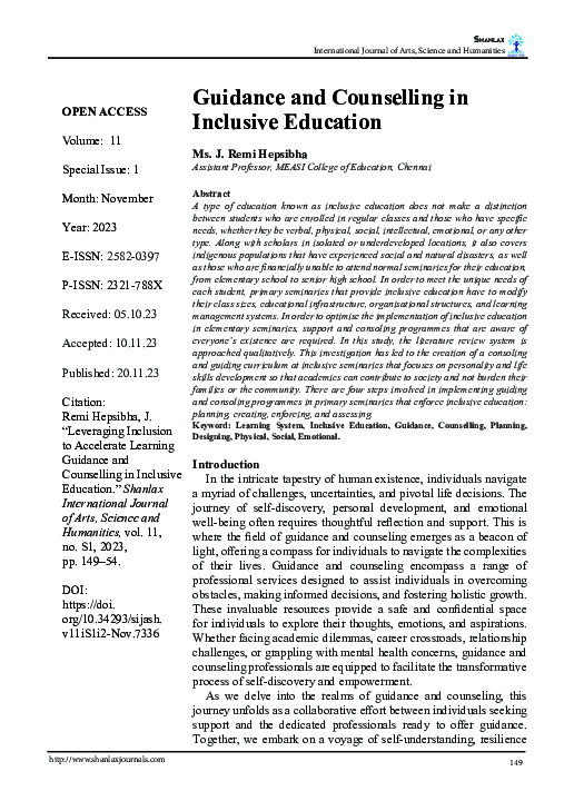 (PDF) Guidance and Counselling in Inclusive Education