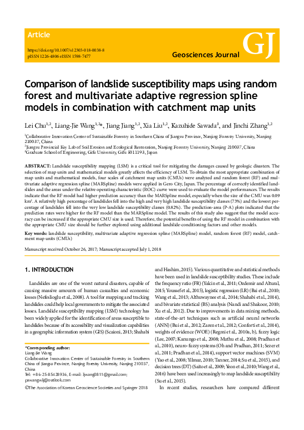 (PDF) Comparison of landslide susceptibility maps using random forest ...