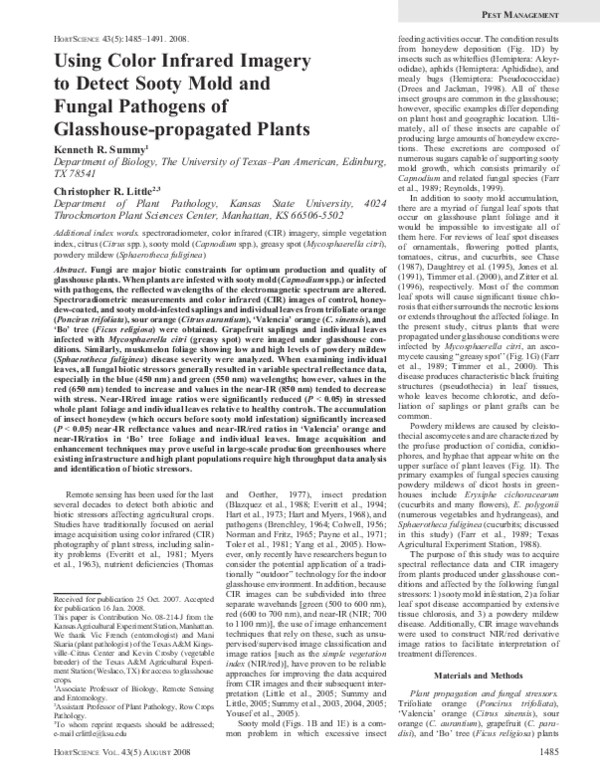 (PDF) Using Color Infrared Imagery to Detect Sooty Mold and Fungal ...