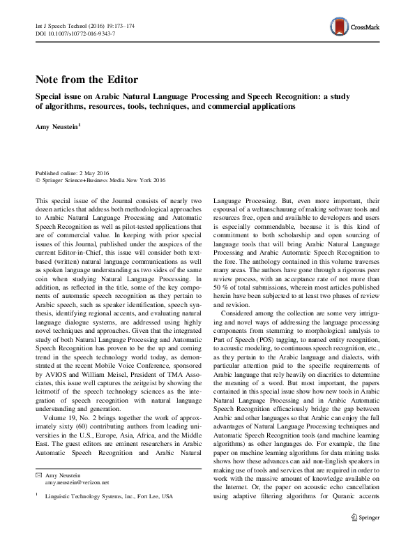 (PDF) Note from the Editor