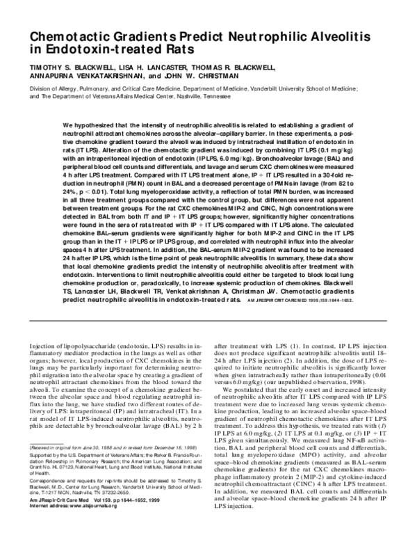 (PDF) Chemotactic Gradients Predict Neutrophilic Alveolitis in ...