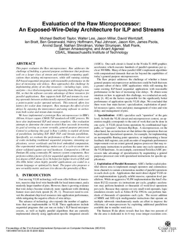 (PDF) Evaluation of the Raw Microprocessor